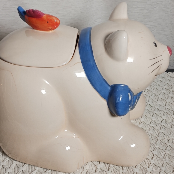 Coco Dowley | Accents | Vintage Coco Dowley Cat Cookie Jar 2 Kitty Cat With Fish Ceramic ...